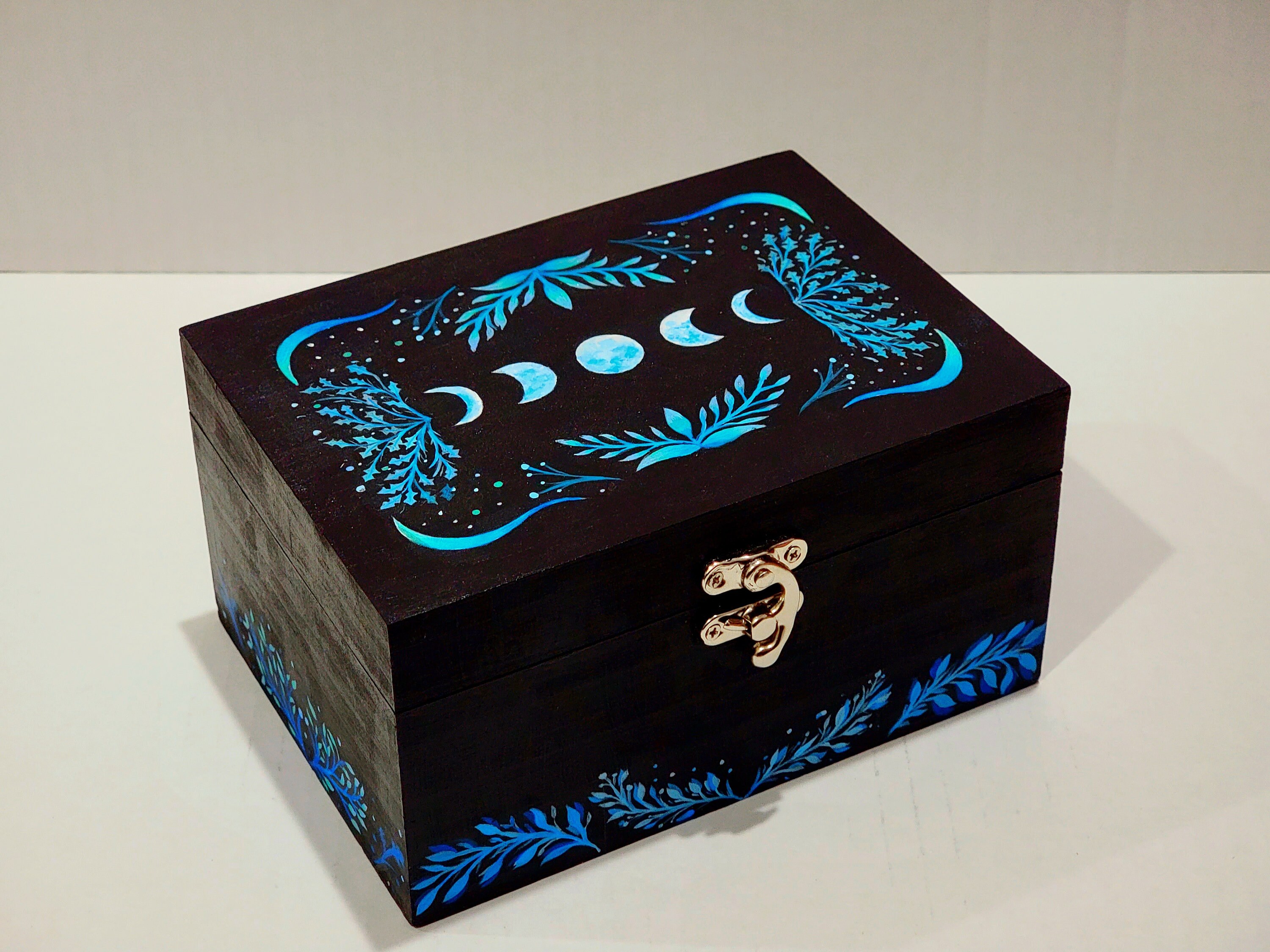 Wooden Trinket Box, Wooden Box, Hand Painted Jewelry Box, Trinket Box ...