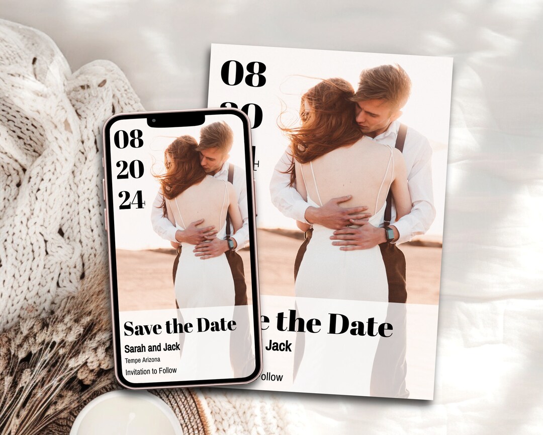 Digital Save the Date Template, Printable Photo Save the Dates Postcard ...