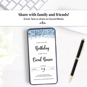 Light Blue Birthday Party Invitation Template Printable | Etsy