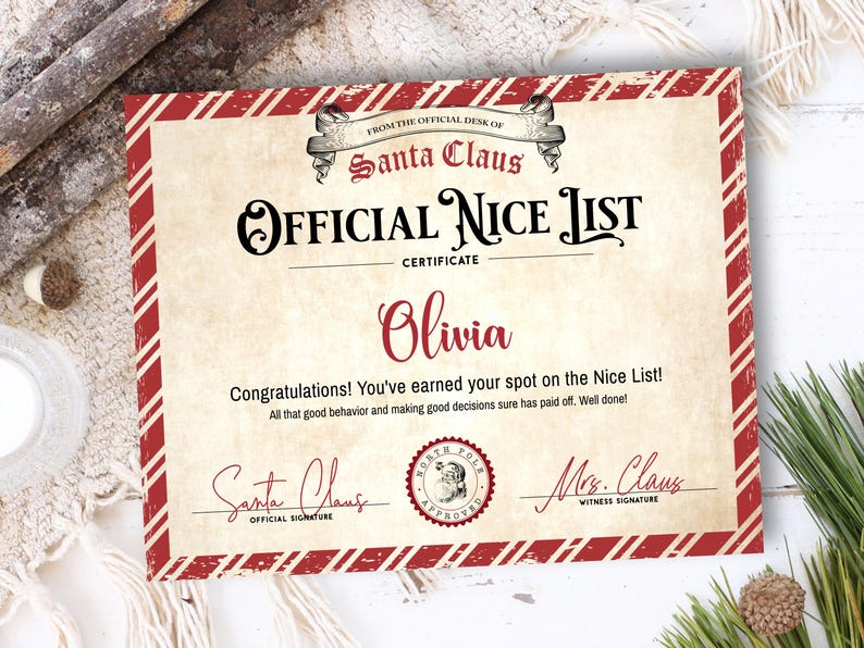 Letter From Santa Claus Bundle With Nice List Certificate, North Pole ...