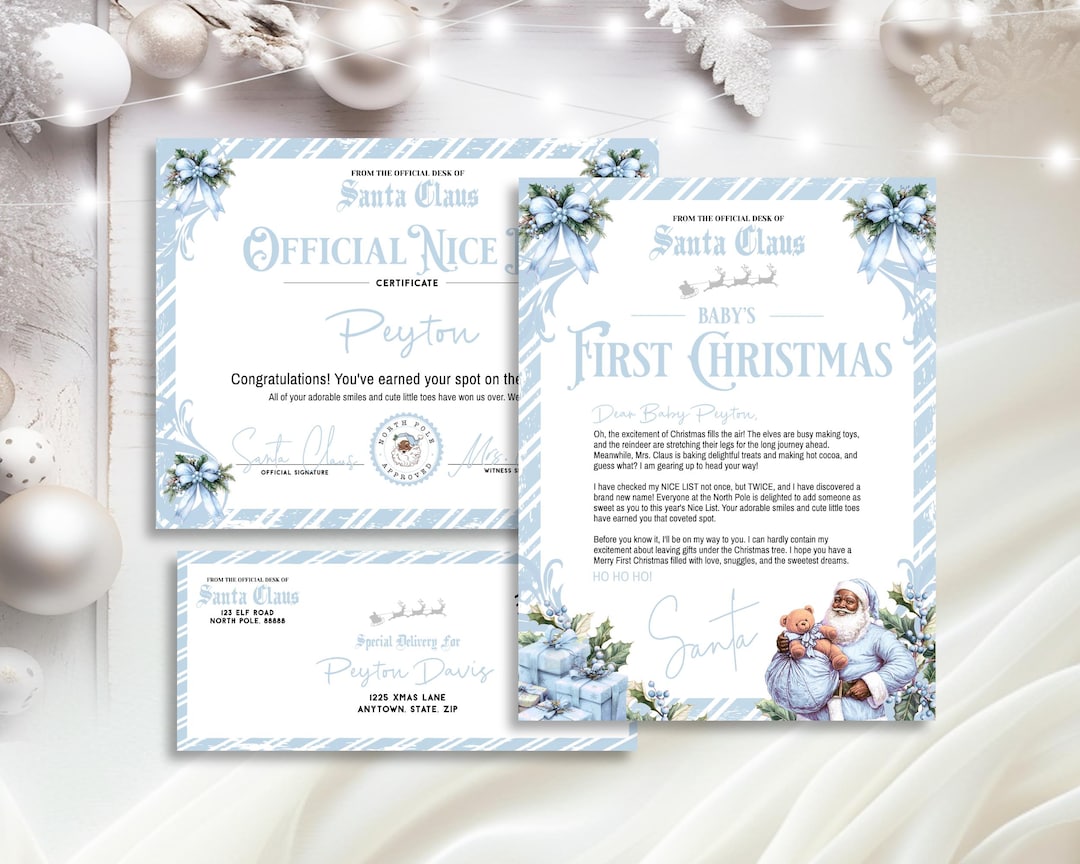 Baby's First Christmas Letter From Black Santa Claus Template in Baby ...