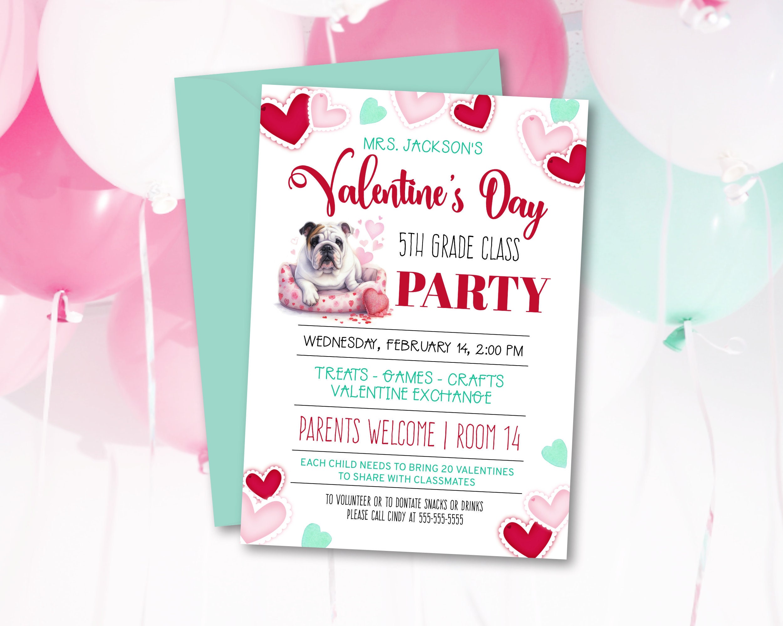 VALENTINES DAY Class Party Invitation, Editable Valentine’s Classroom ...