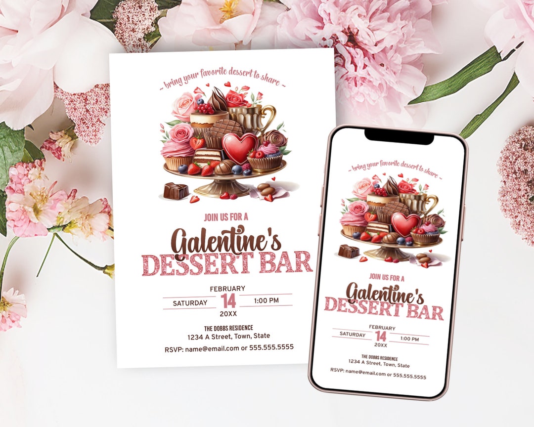 GALENTINE'S DESSERT BAR Invitation With a Luxurious Tray of Goodies ...