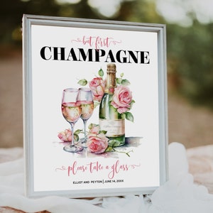 CHAMPAGNE BAR SIGN, Printable Drink Sign With Champagne Bottle, Glasses ...