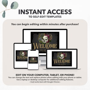 Goth Wedding Welcome Sign Template With a Masquerade Skull of Pink ...