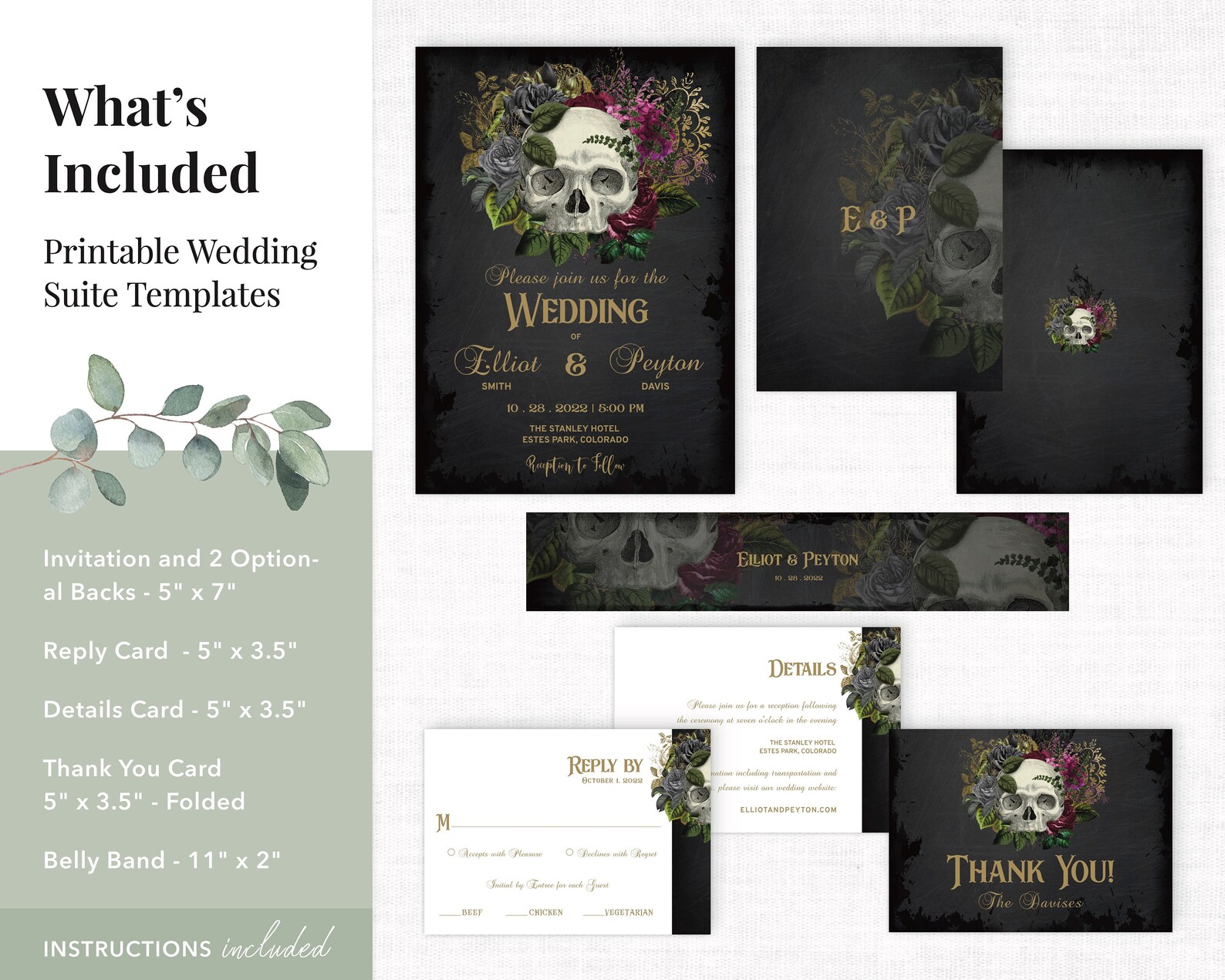Goth Wedding Invitation Suite With a Masquerade Skull of Pink - Etsy