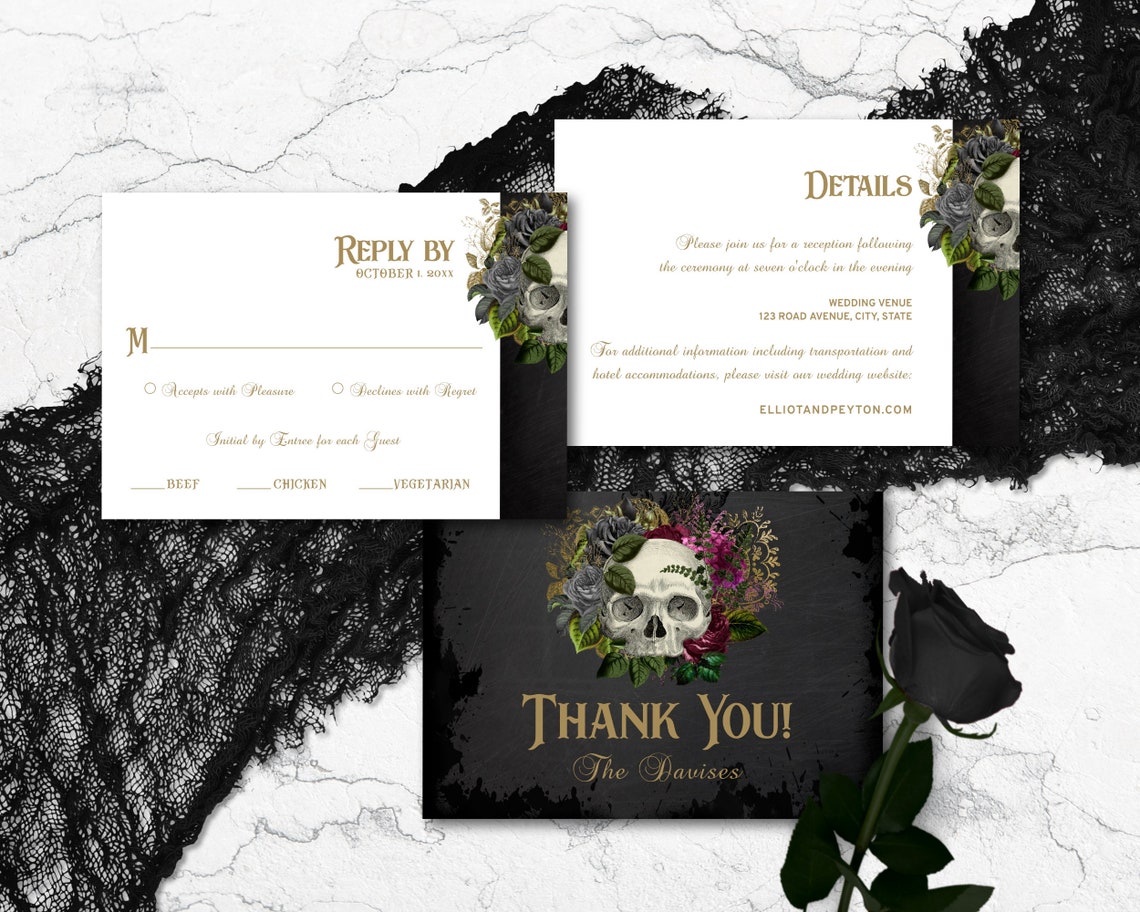 Skull Halloween Wedding Suite, Wedding Invitation Template With ...