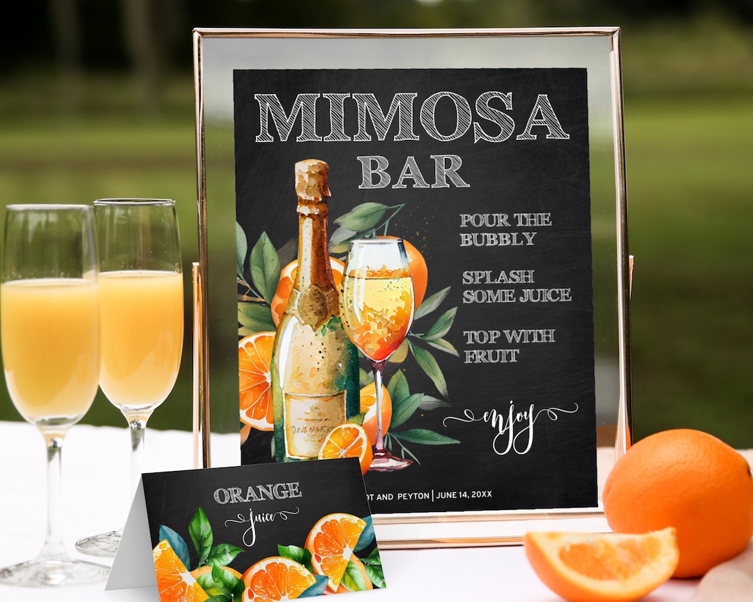 MIMOSA BAR SIGN, Printable Chalkboard Drink Sign Template and Mimosa ...