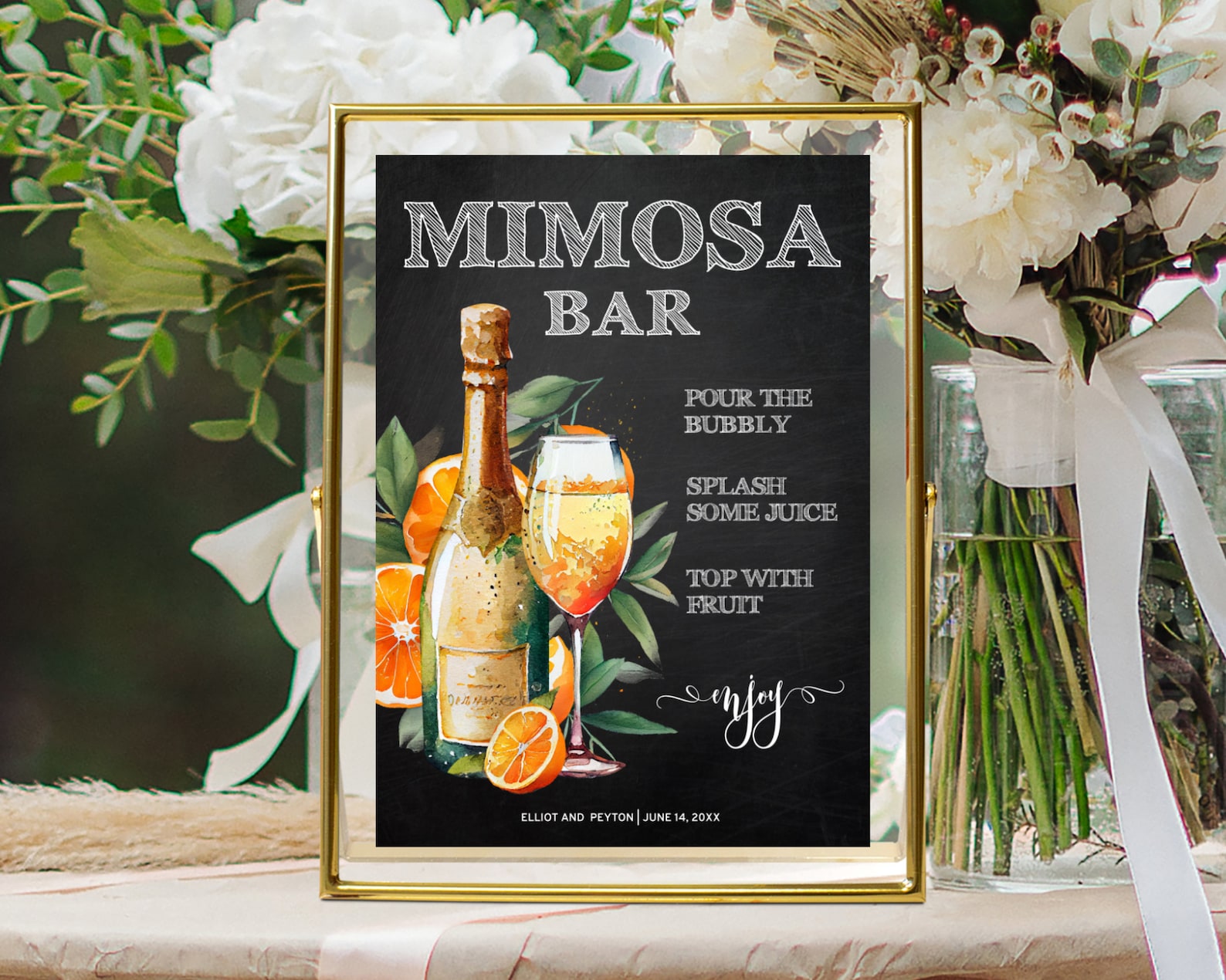 MIMOSA BAR SIGN, Printable Chalkboard Drink Sign Template and Mimosa ...
