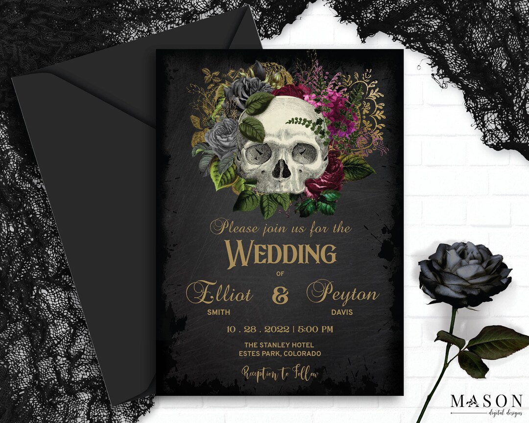 Skull Halloween Wedding Suite Wedding Invitation Template - Etsy