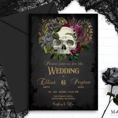 Skull Halloween Wedding Suite Wedding Invitation Template - Etsy