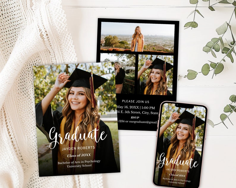 Graduation Invitation Template | Graduation Invite With Photos, High ...