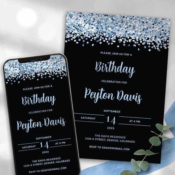 Glitter Invitation - Etsy