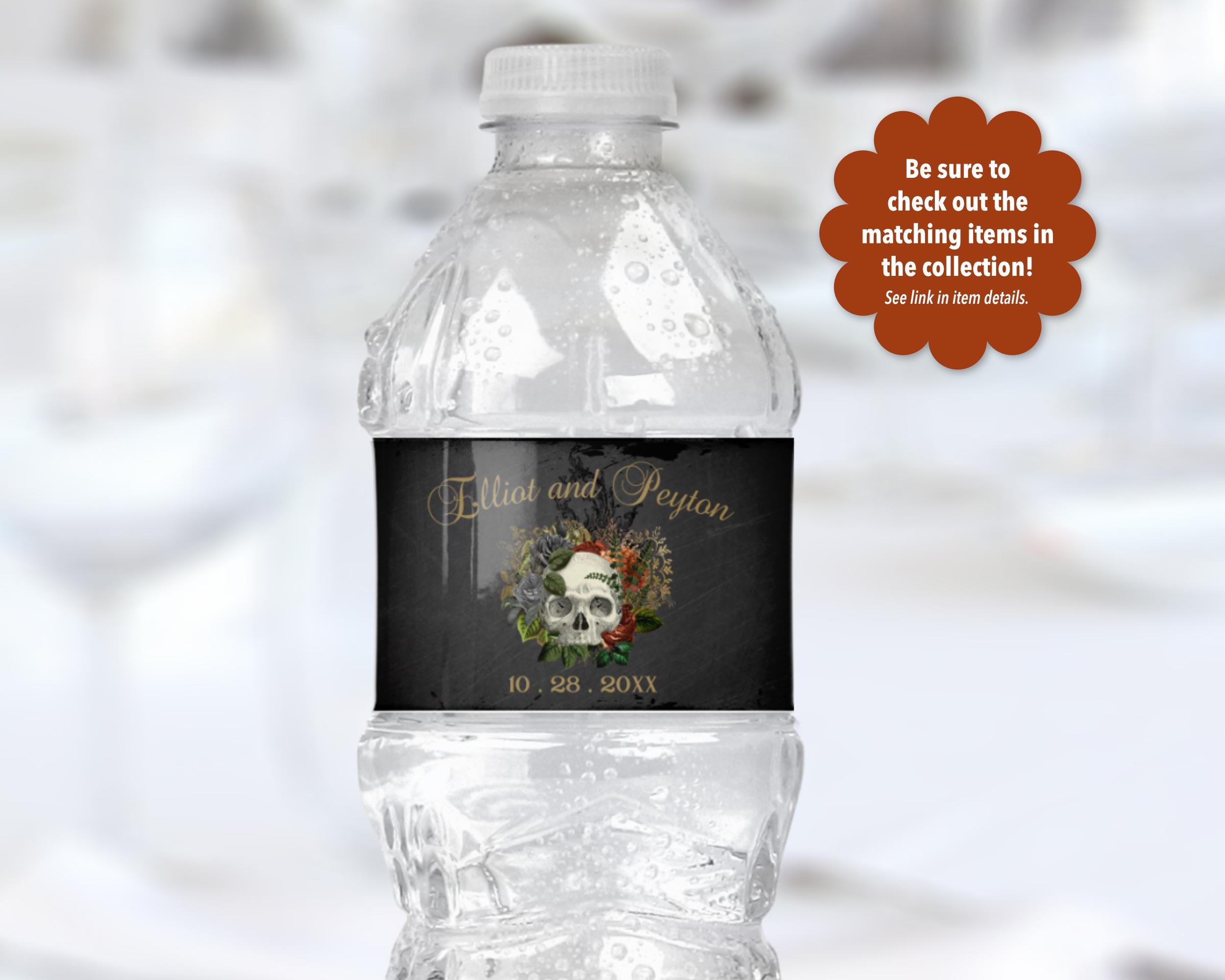 Water Bottle Labels With a Goth Masquerade Skull of Burnt Orange ...