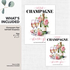 CHAMPAGNE BAR SIGN, Printable Drink Sign With Champagne Bottle, Glasses ...