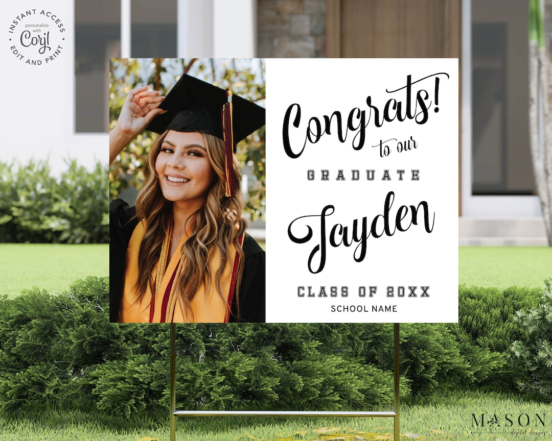Graduation Yard Sign Template Photo Lawn Sign Graduation - Etsy