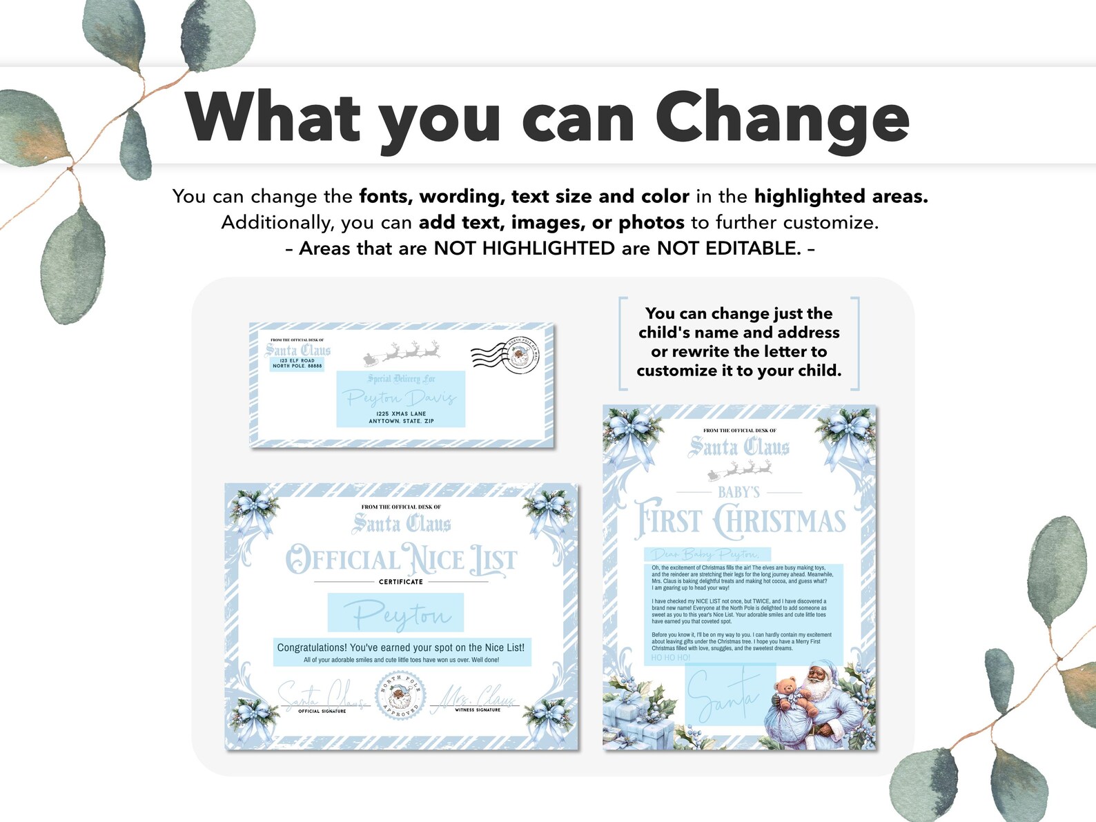 Baby's First Christmas Letter From Black Santa Bundle: Baby Blue, Nice ...