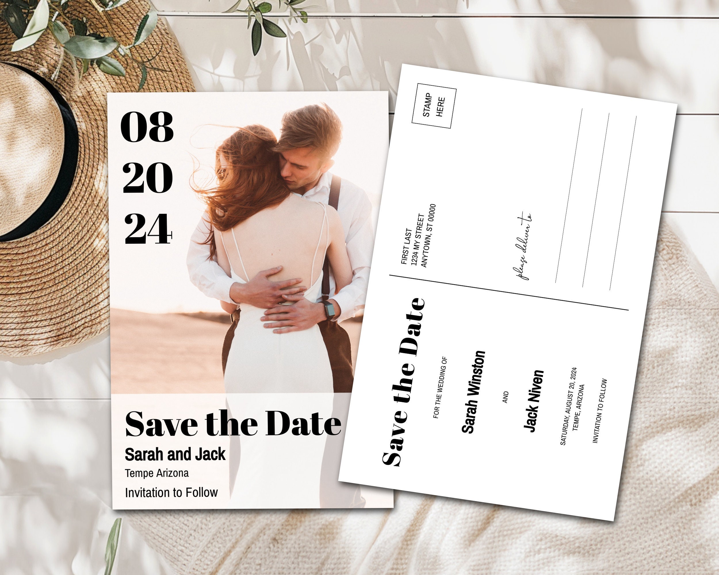 Digital Save the Date Template, Printable Photo Save the Dates Postcard ...
