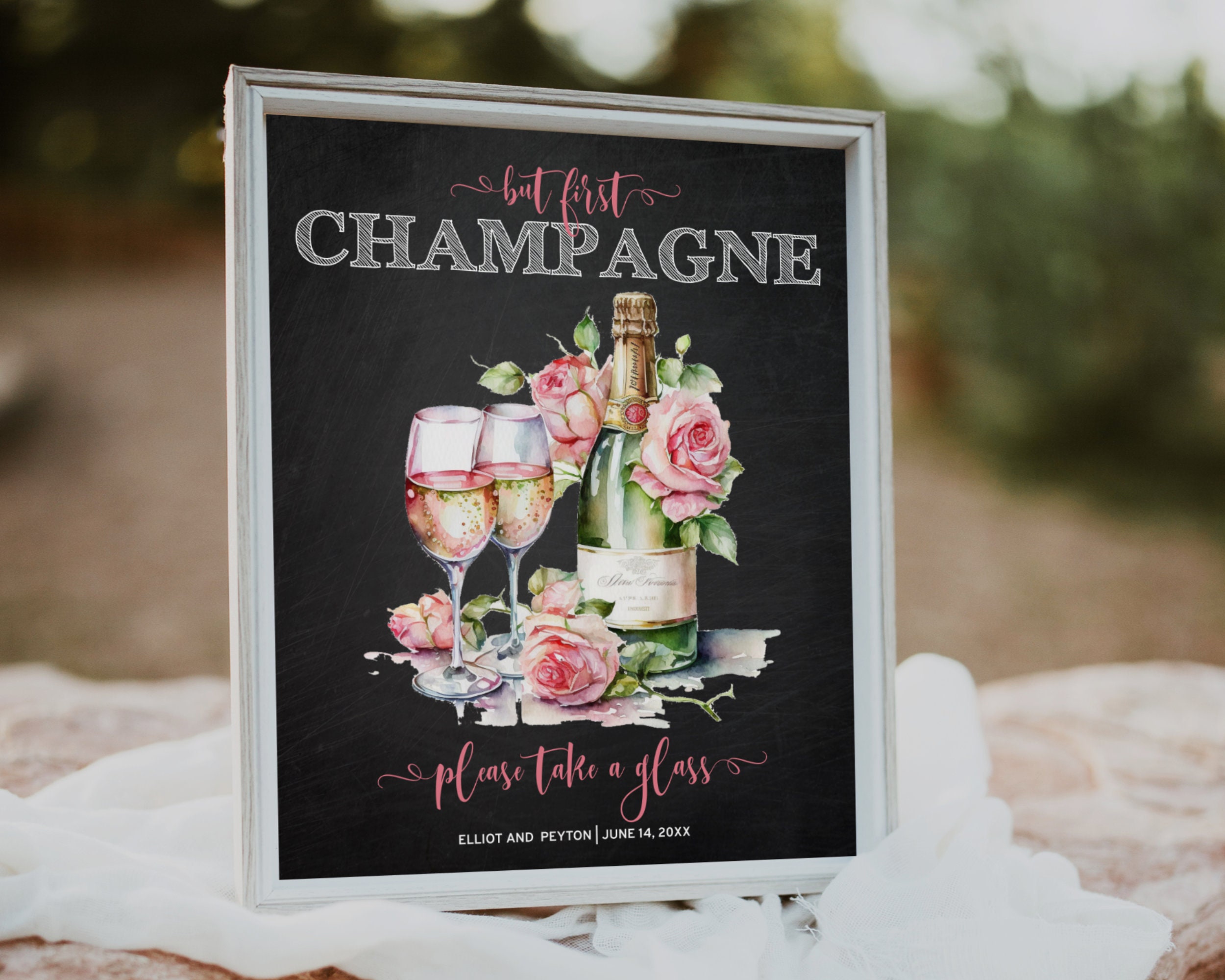CHAMPAGNE BAR SIGN, Printable Chalkboard Drink Sign With Champagne and ...
