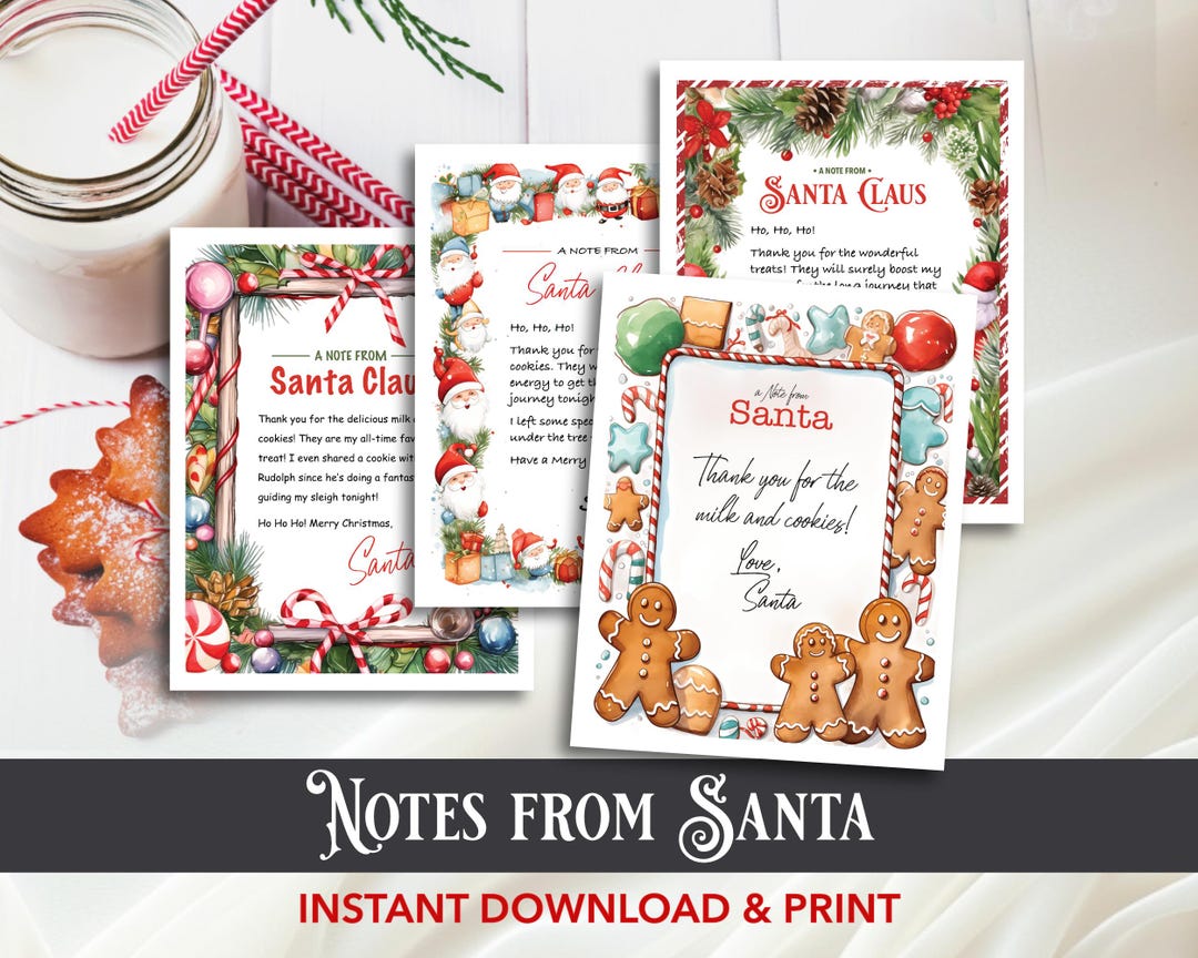 Note From Santa, Thank You for the Milk and Cookies Note, Instant ...
