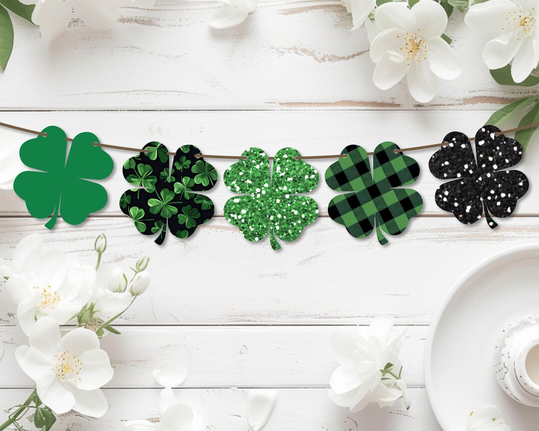Lucky Four-leaf Clover Banner Template for St Patrick's Day, Instant ...