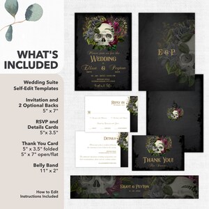 Skull Halloween Wedding Suite, Wedding Invitation Template With ...
