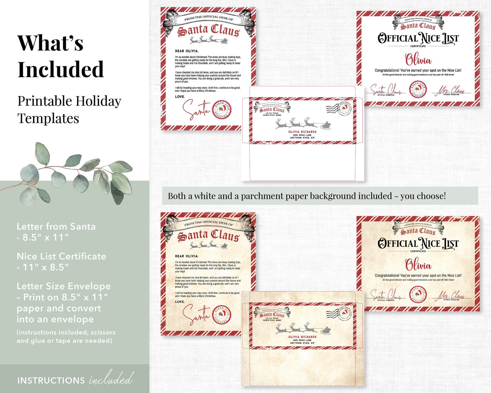 Letter From Santa Claus Bundle Includes Nice List Certificate and North ...