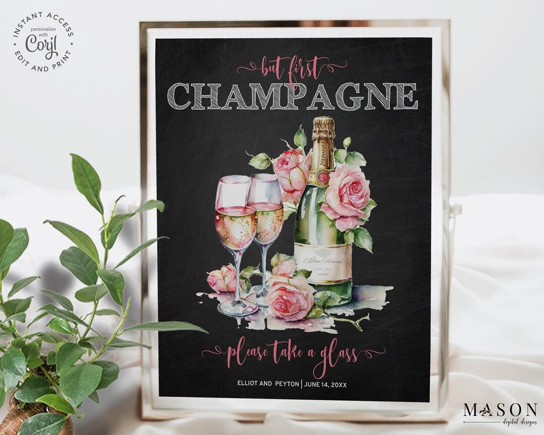CHAMPAGNE BAR SIGN Printable Chalkboard Drink Sign With - Etsy