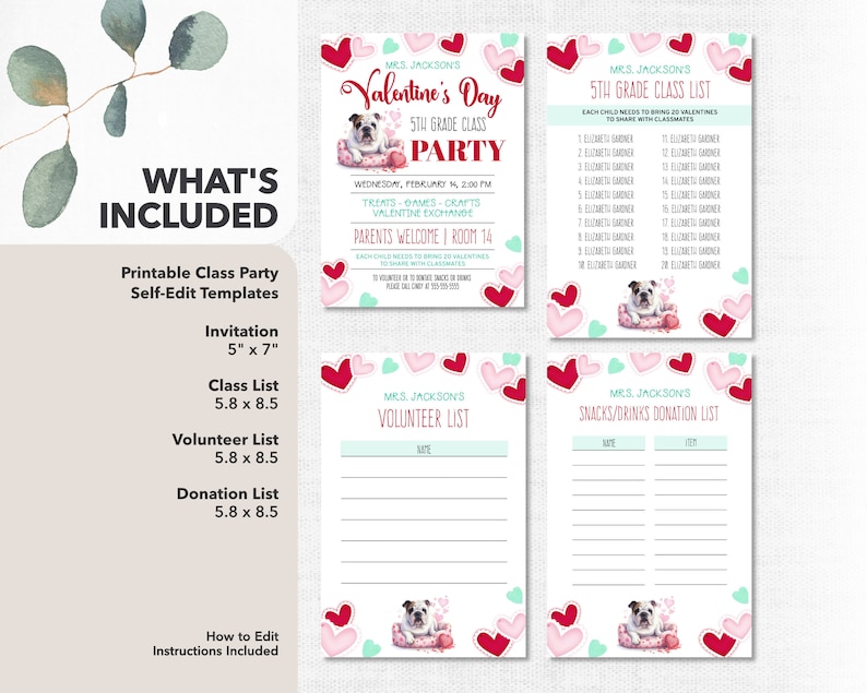 VALENTINES DAY Class Party Invitation, Editable Valentines Classroom ...