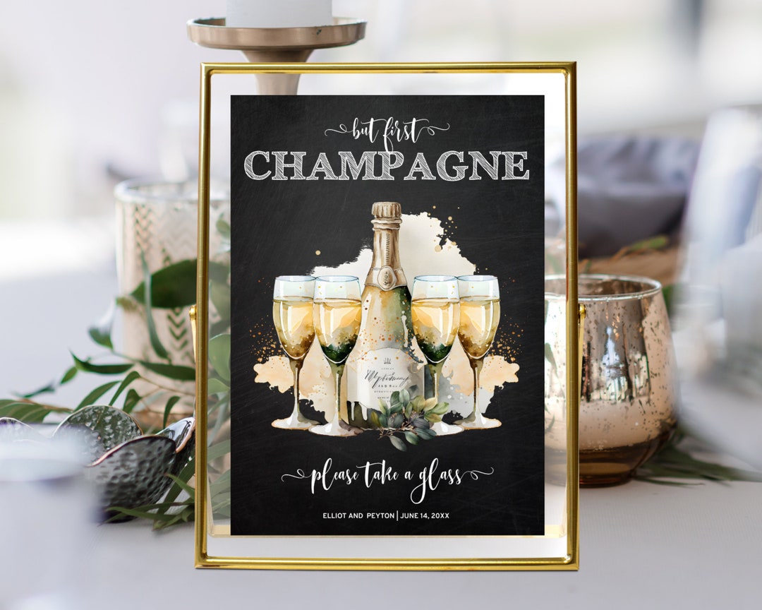 CHAMPAGNE BAR SIGN, Printable Chalkboard Drink Sign With Champagne ...