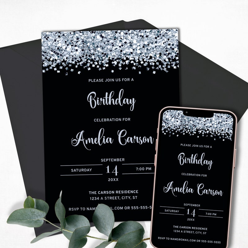 Glitter Invitation - Etsy