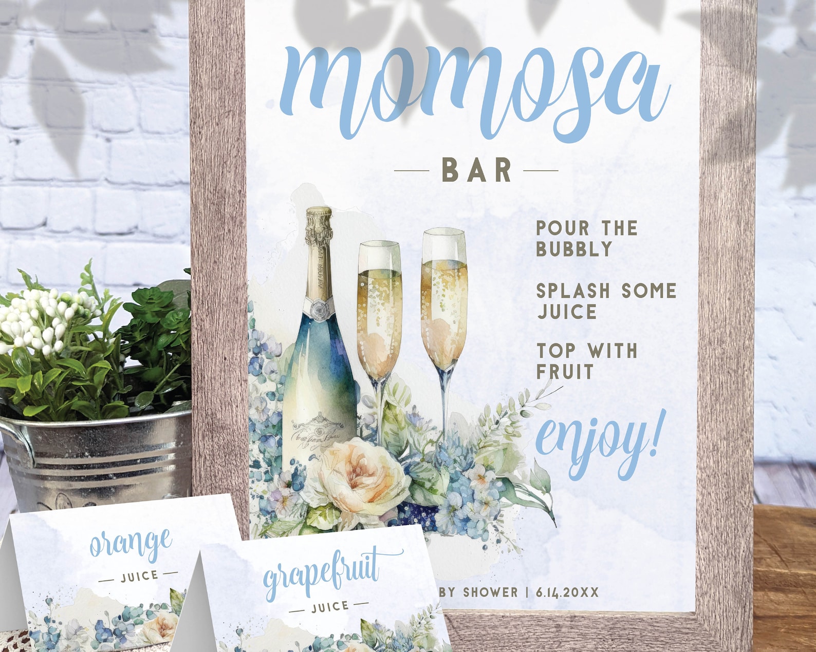 MOMOSA BAR SIGN Blue Baby Shower Sign for Mimosa Bar Mom-osa - Etsy