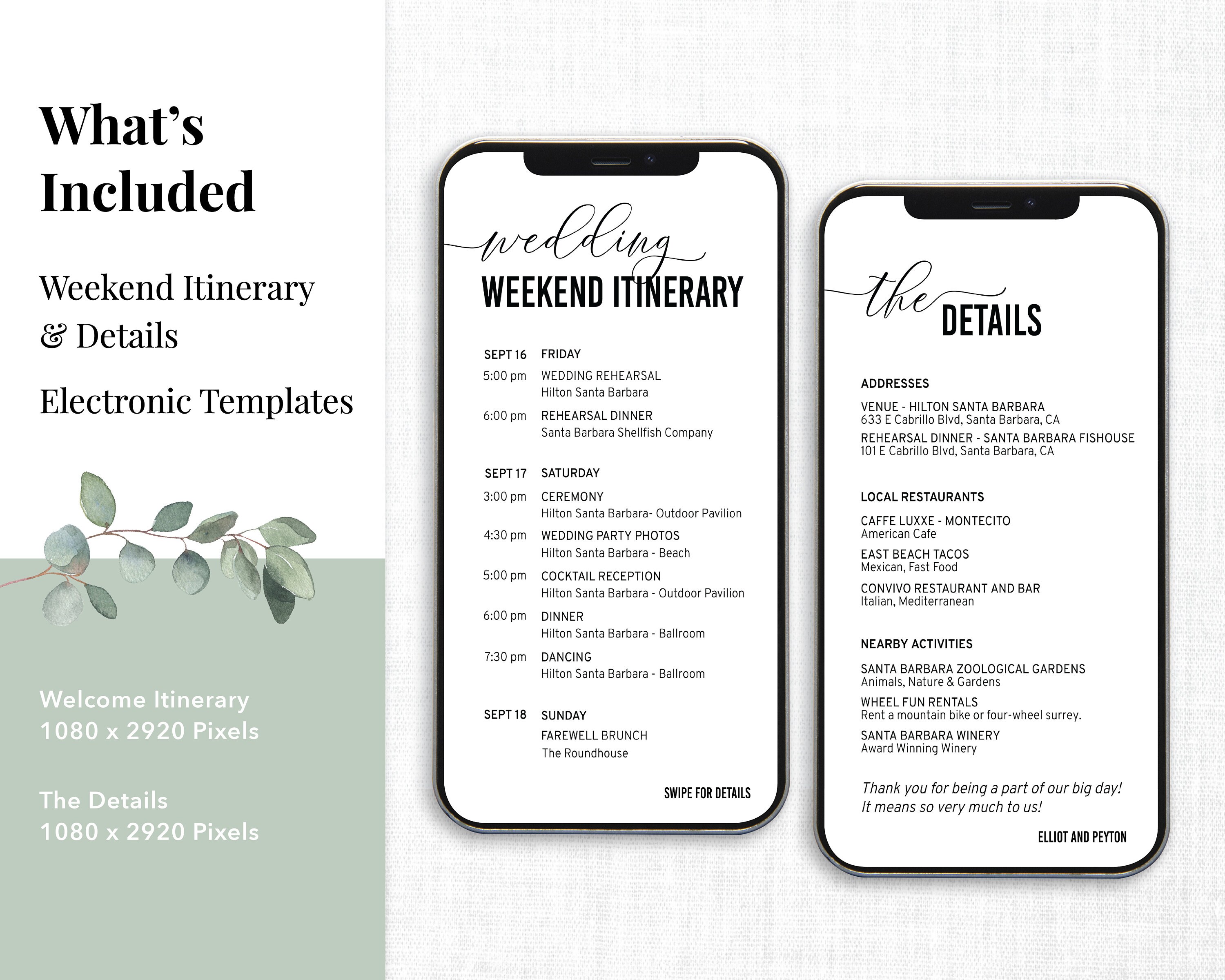 Wedding Itinerary for a Weekend Wedding Itinerary Template - Etsy