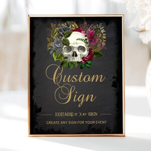 Goth Custom Wedding Sign Template With a Masquerade Skull of Pink ...