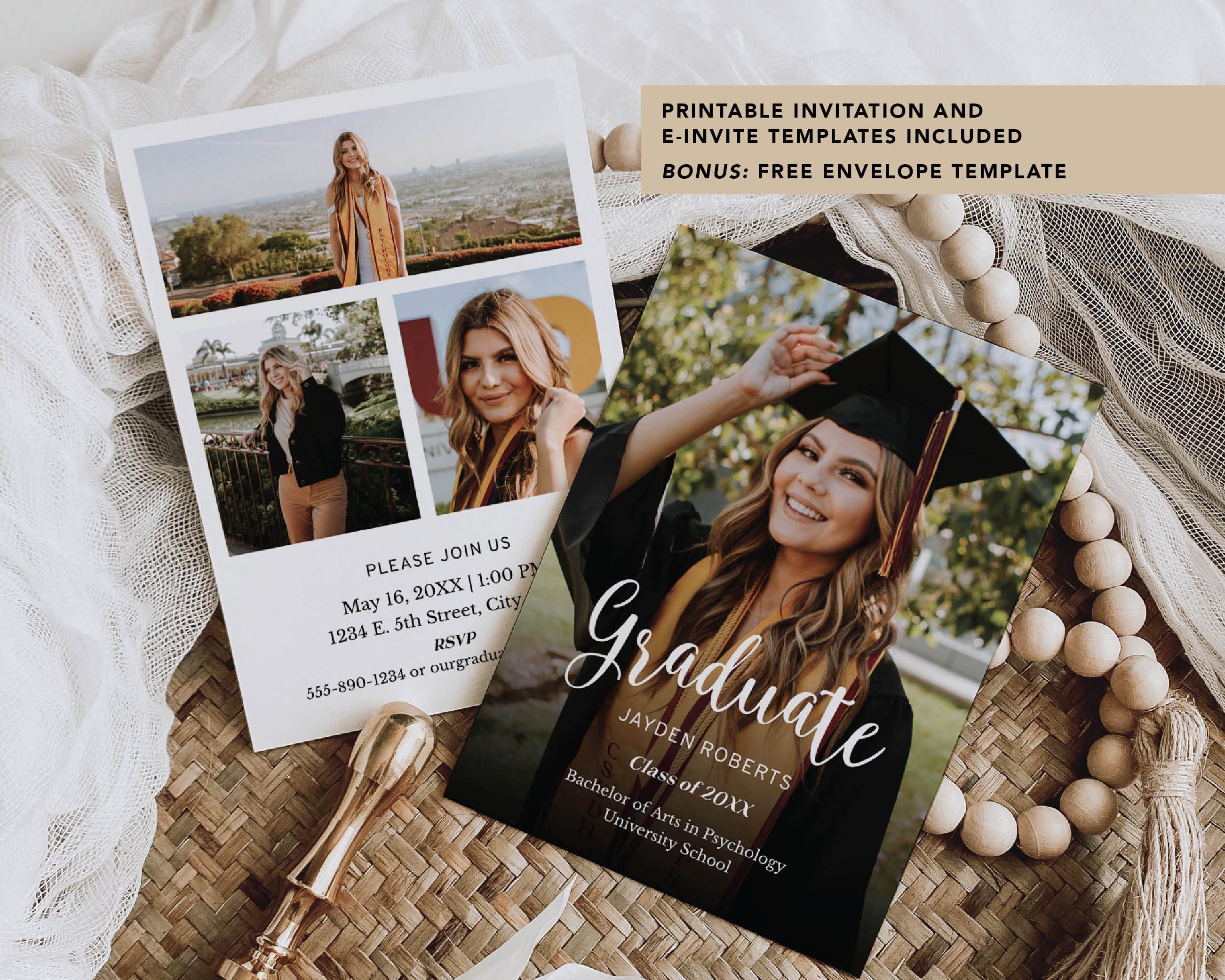 Graduation Invitation Template Graduation Invite With Photos, High ...