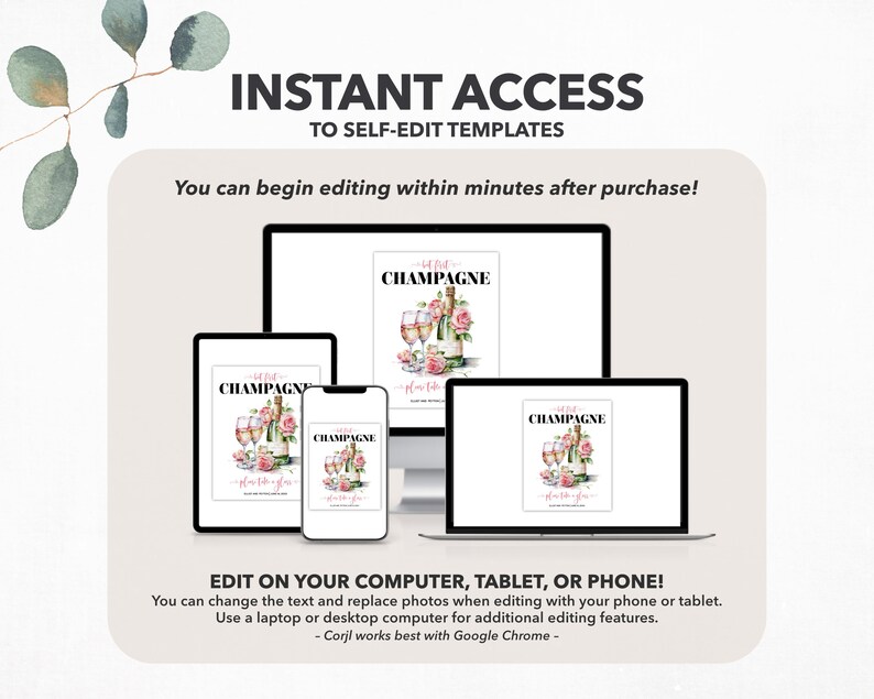 CHAMPAGNE BAR SIGN, Printable Drink Sign With Champagne Bottle, Glasses ...