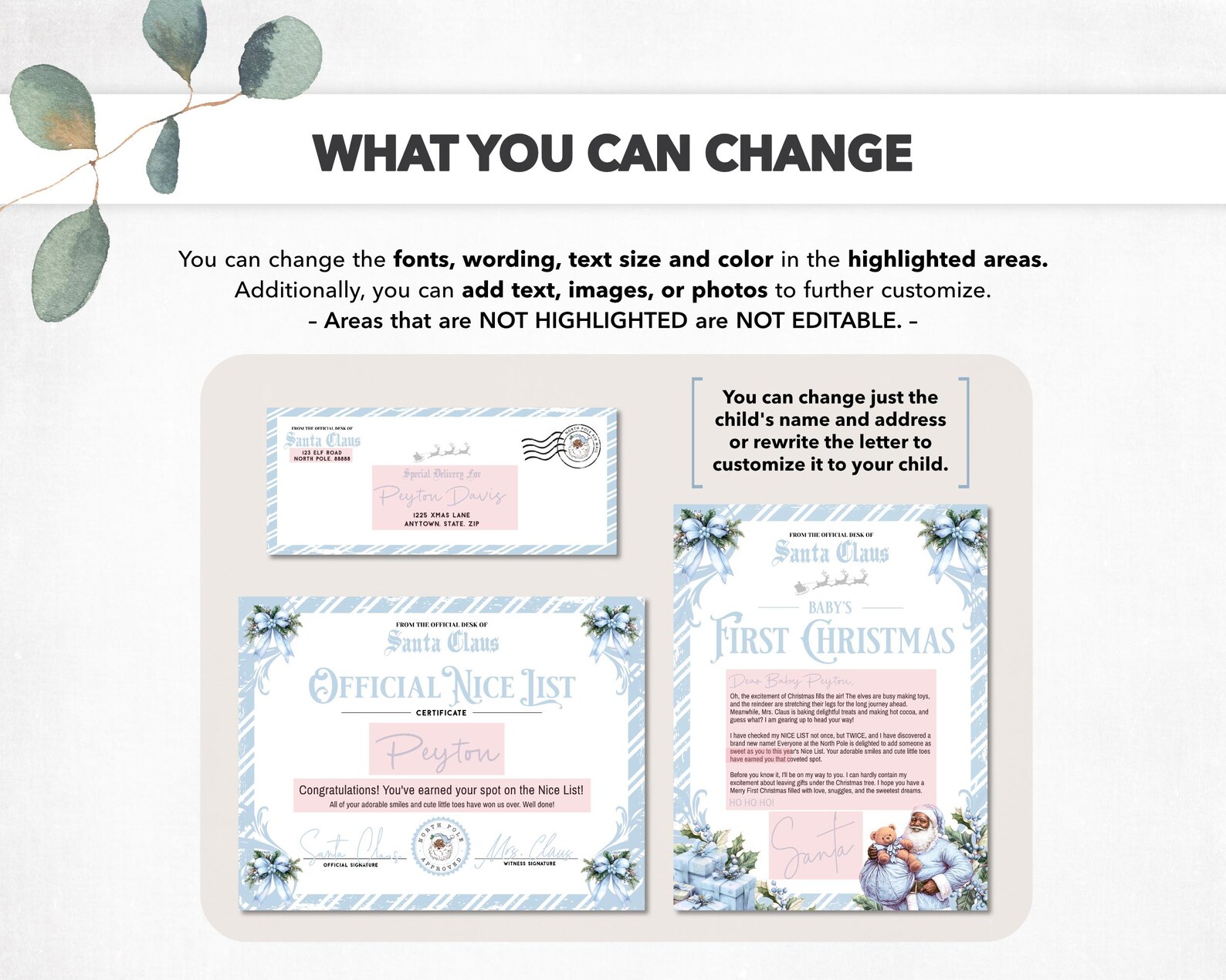 Baby's First Christmas Letter From Black Santa Claus Template in Baby ...