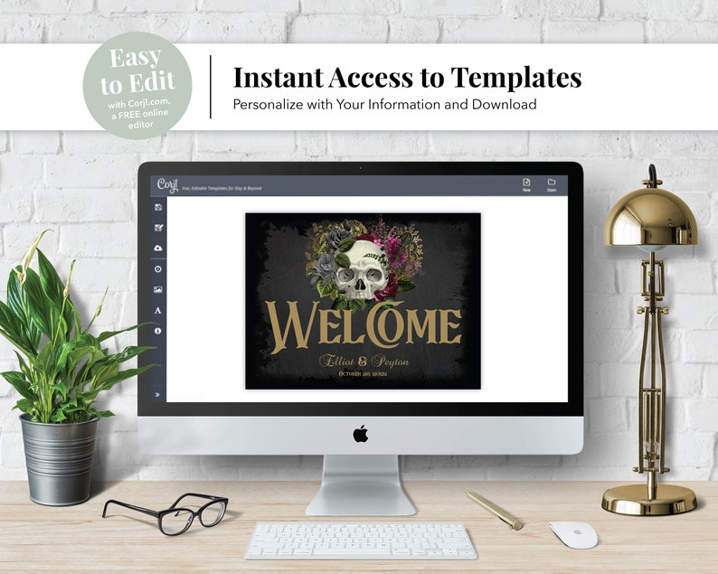 Goth Wedding Welcome Sign Template With a Masquerade Skull of - Etsy