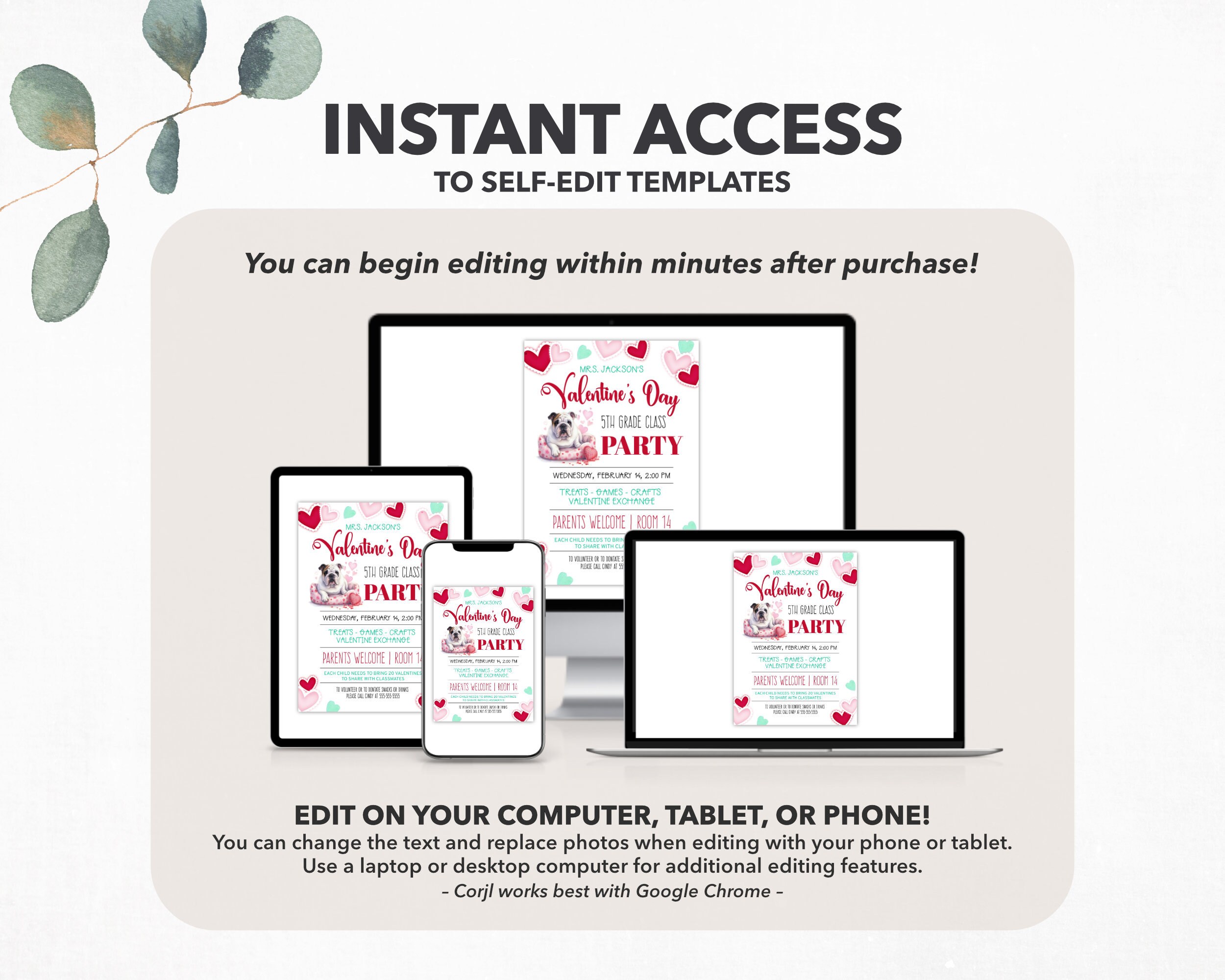 VALENTINES DAY Class Party Invitation, Editable Valentine’s Classroom ...