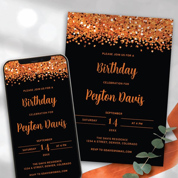 Glitter Invitation - Etsy
