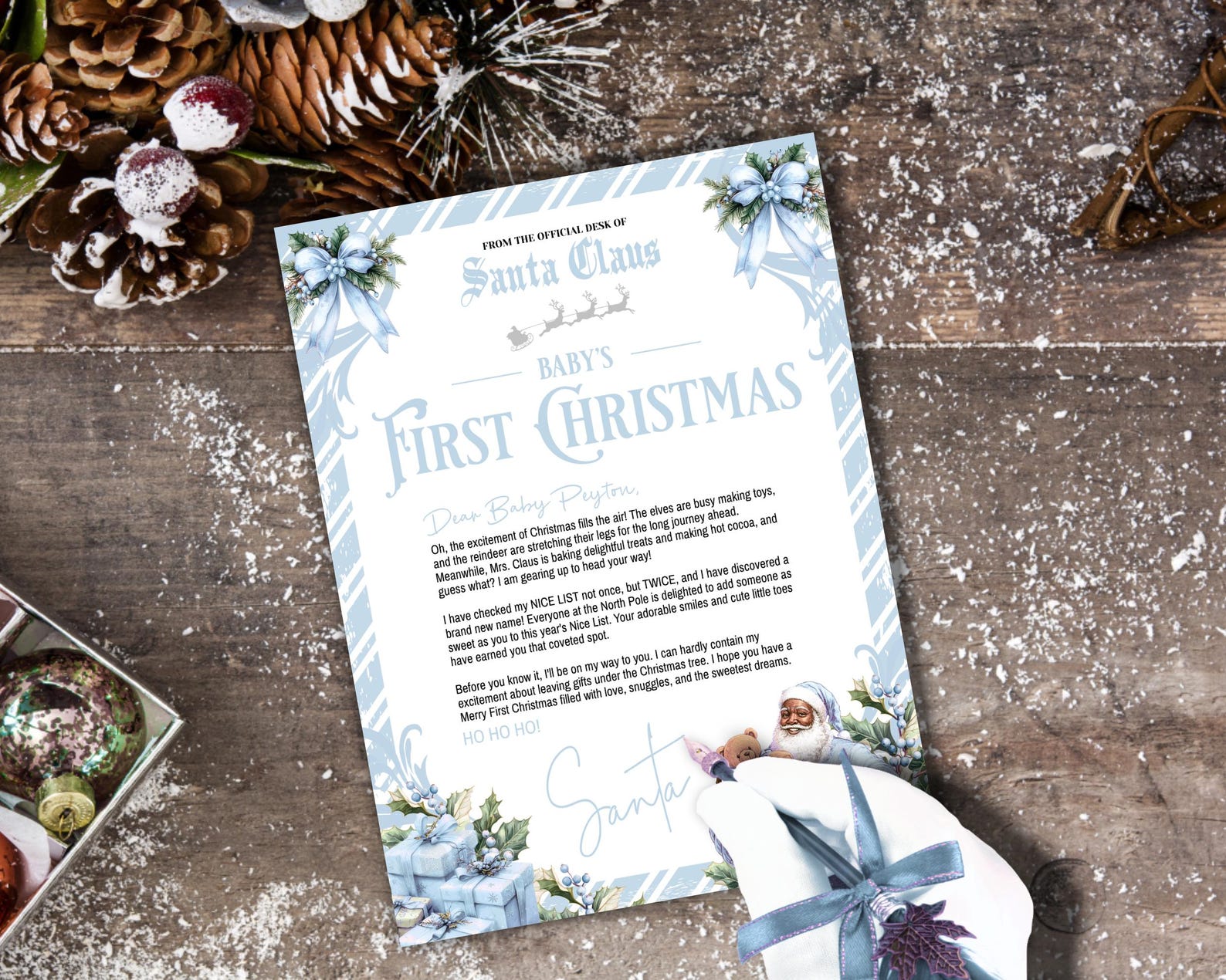 Baby's First Christmas Letter From Black Santa Claus Template in Baby ...