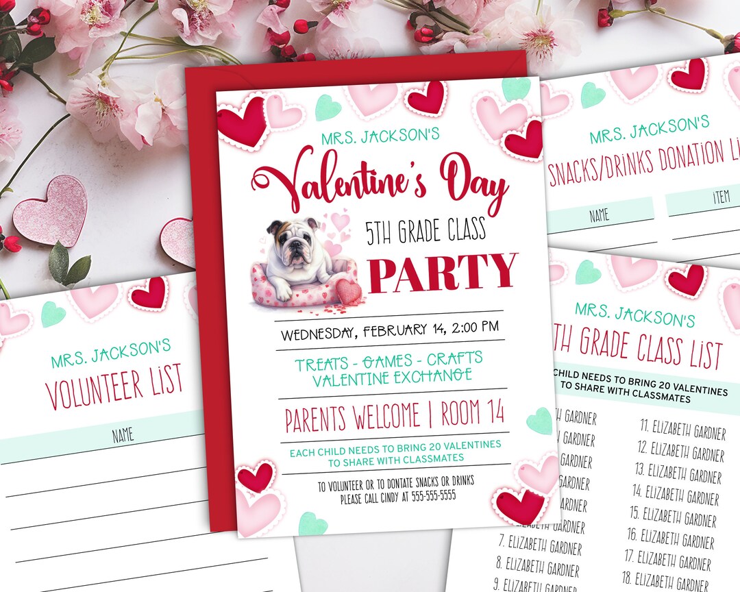 VALENTINES DAY Class Party Invitation, Editable Valentine’s Classroom ...