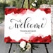 Red Wedding Welcome Sign Template With Red Roses and Red Watercolor ...