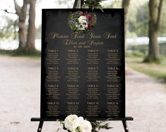 Goth Wedding Welcome Sign Template With a Masquerade Skull of Pink ...