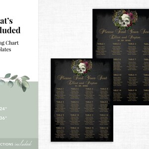 Goth Wedding Seating Chart With a Masquerade Skull of Pink Flowers and ...