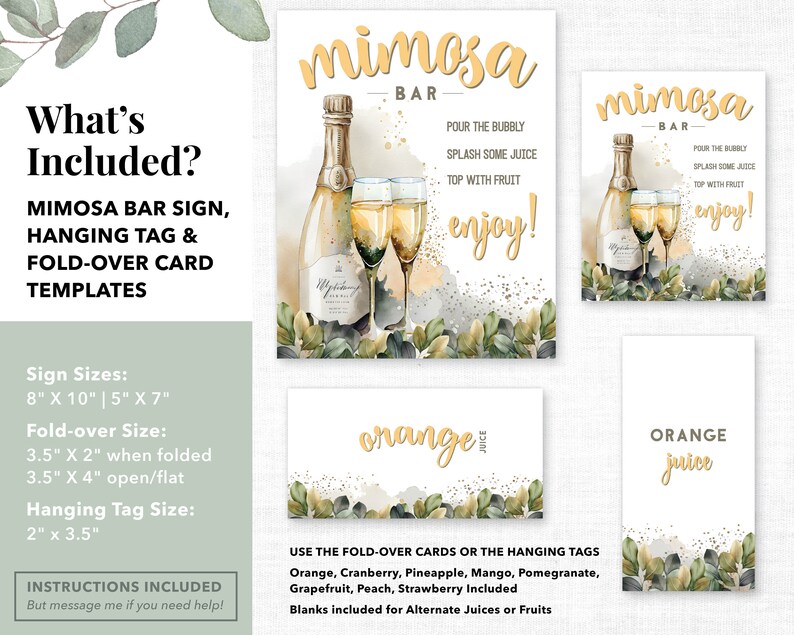 MIMOSA BAR SIGN Wedding Drink Sign Baby Shower Bridal - Etsy