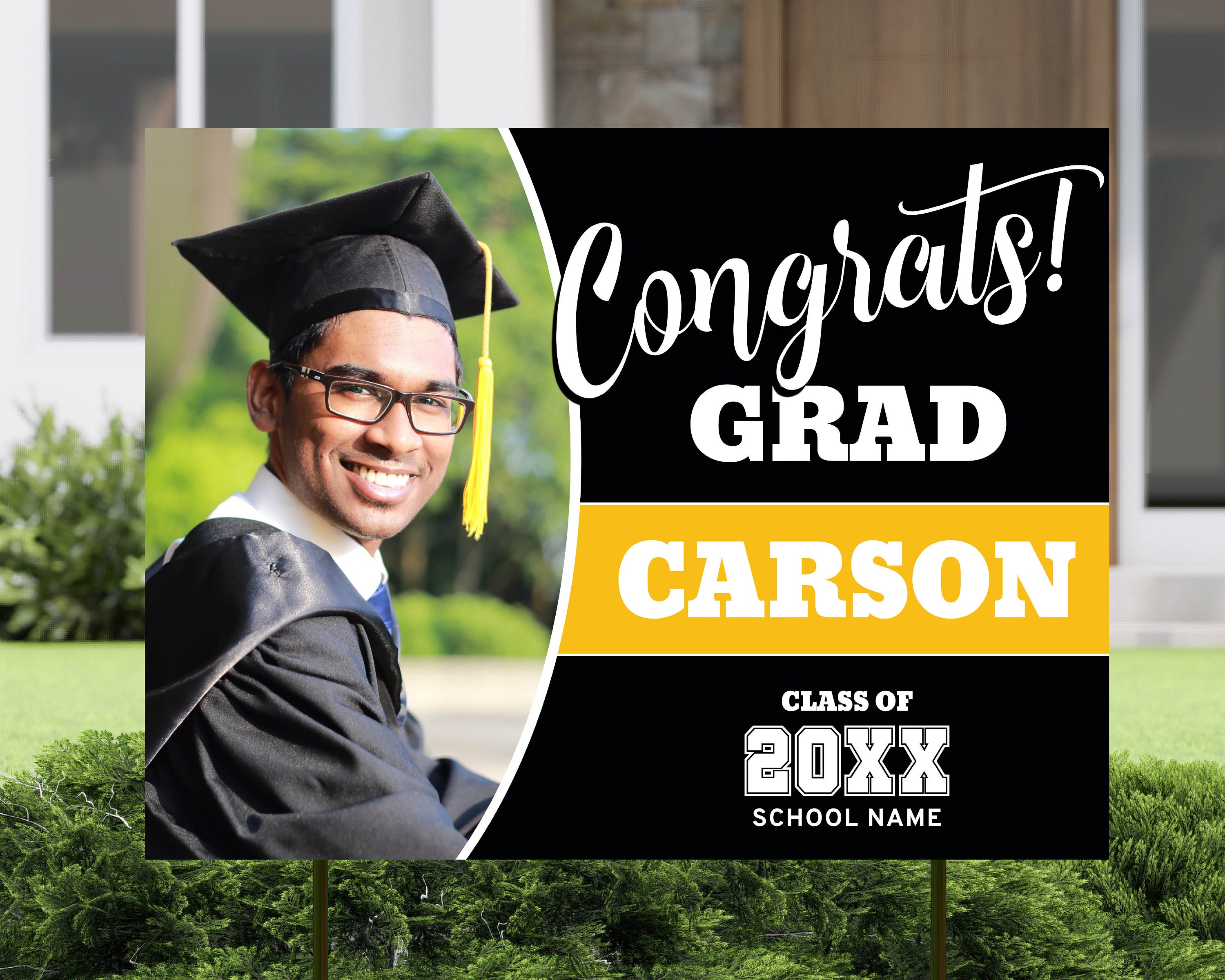 Graduation Yard Sign Photo Lawn Sign Editable Template Black - Etsy