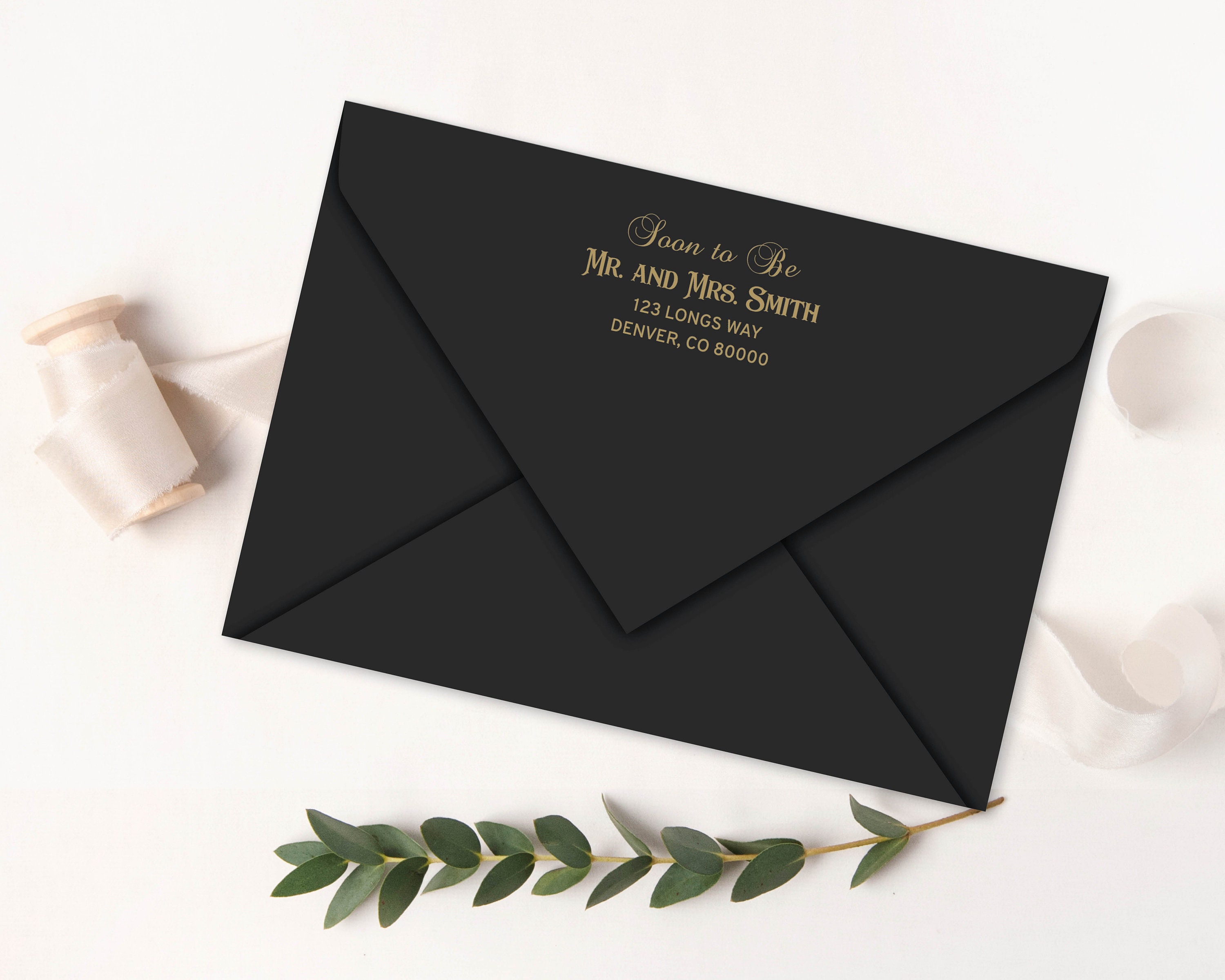 Goth Wedding Envelope Templates in Gold Lettering to Match the ...