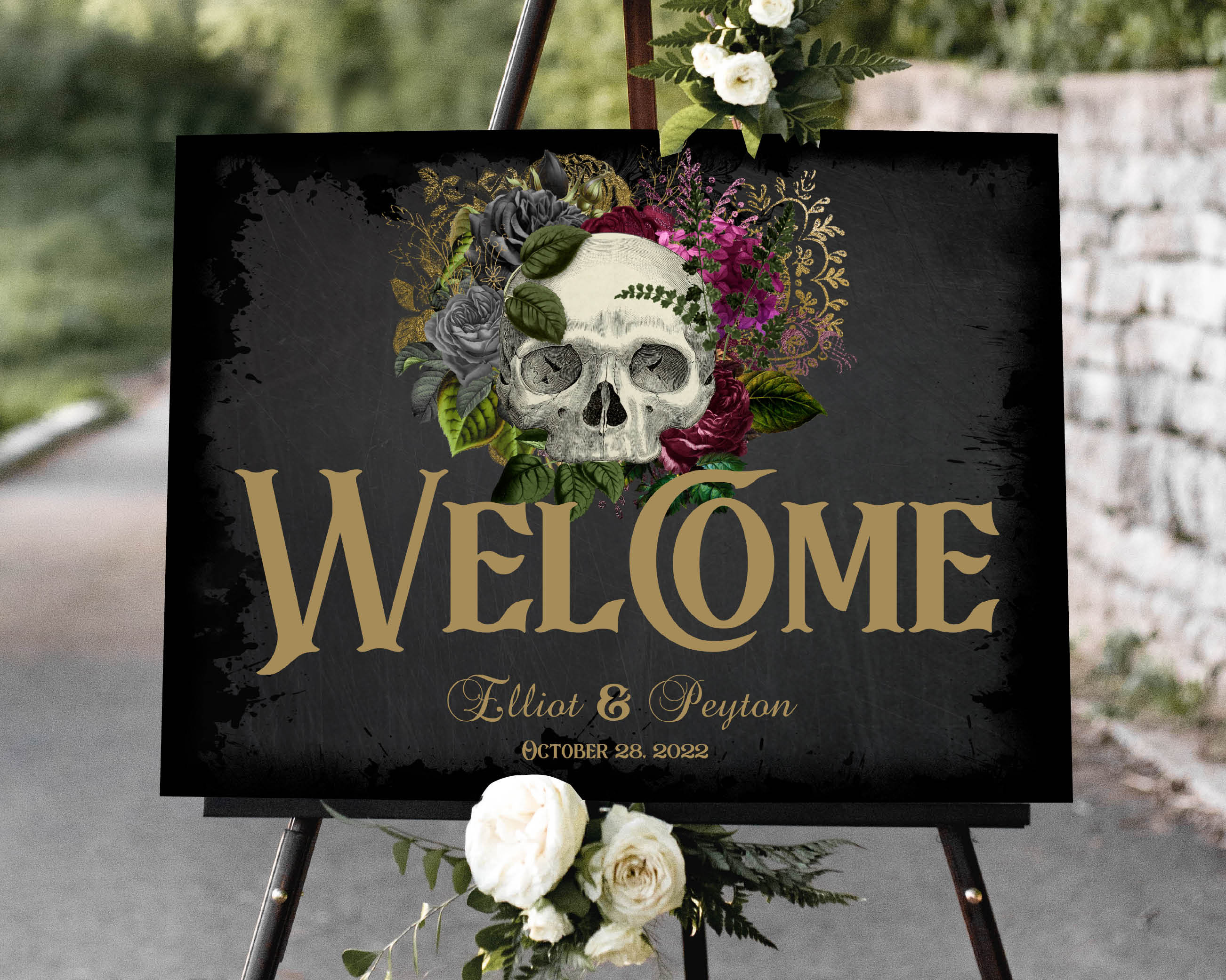 Goth Wedding Welcome Sign Template With a Masquerade Skull of - Etsy