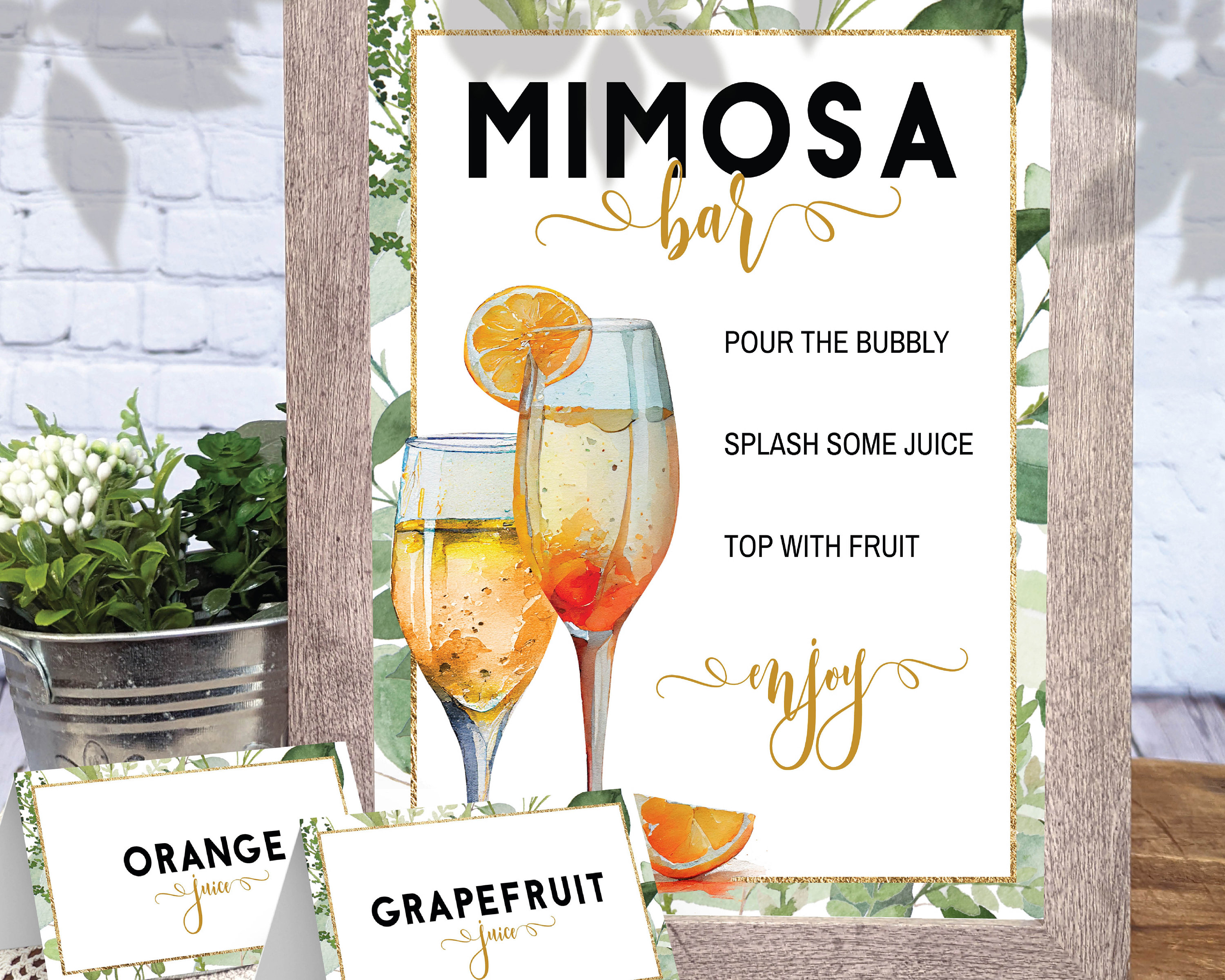 MIMOSA BAR SIGN Greenery Mimosa Bar Sign for Wedding Bridal - Etsy